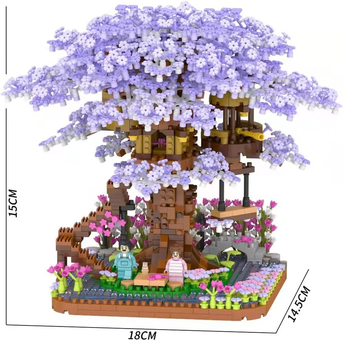 Mini Cherry Blossom Tree House Bonsai Tree Building Kit, 2200 Pcs Mini ...
