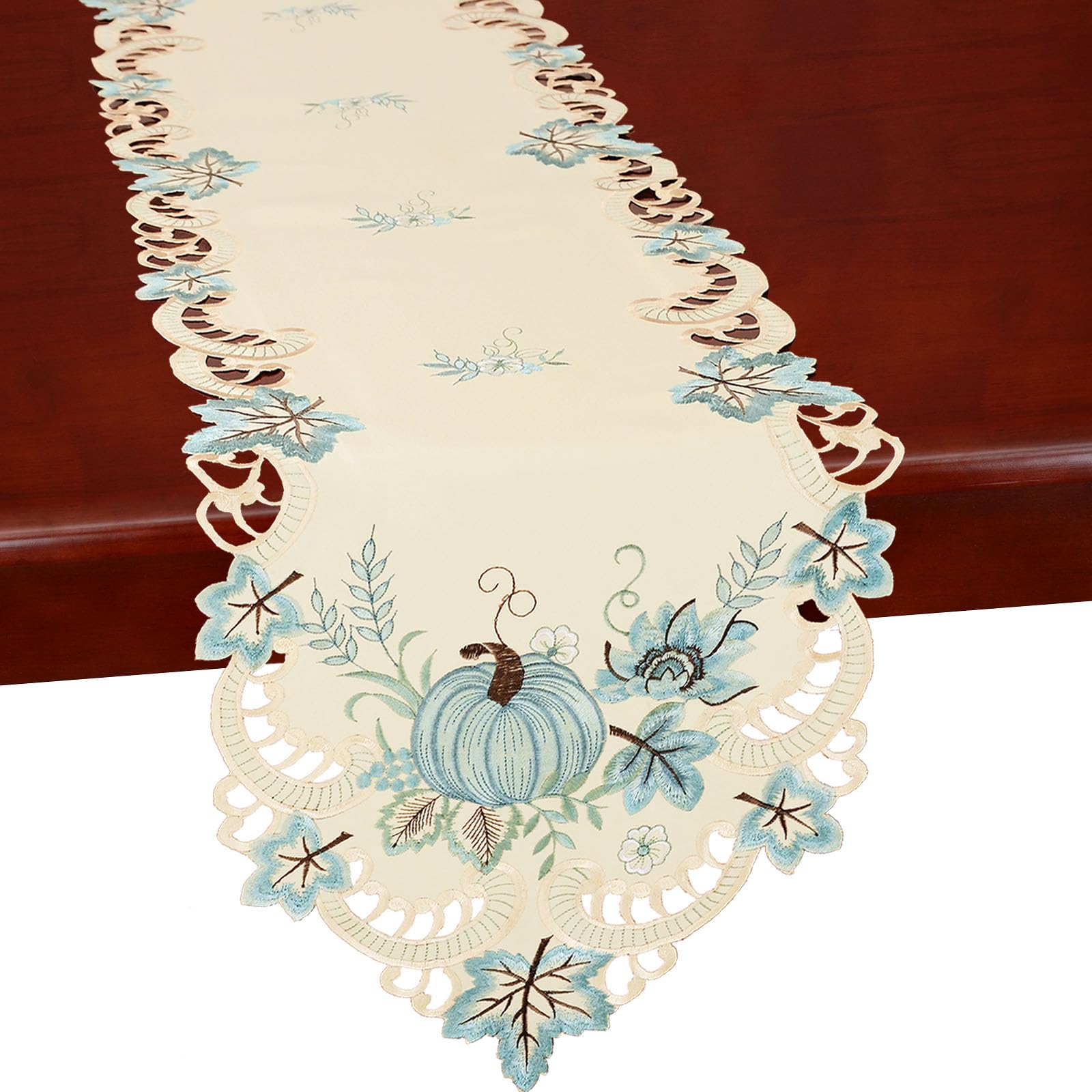 Amazon.com: Simhomsen Embroidered Thanksgiving Harvest Aqua Blue ...