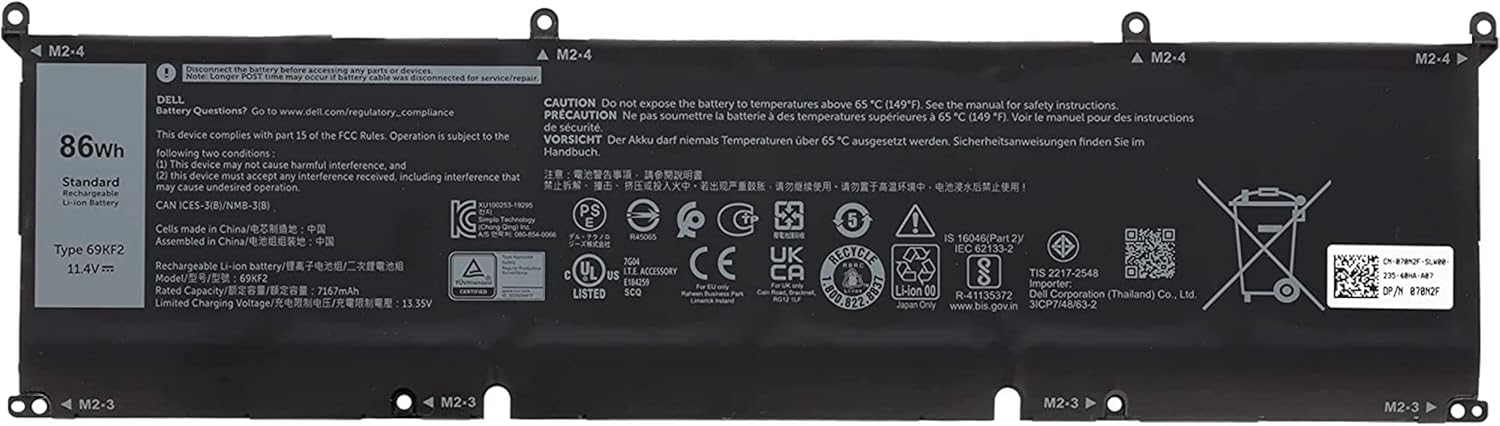 Dell Battery 86Wh 6C Precision 5550 5560 5570, XPS 15 9500 9510 9520 ...