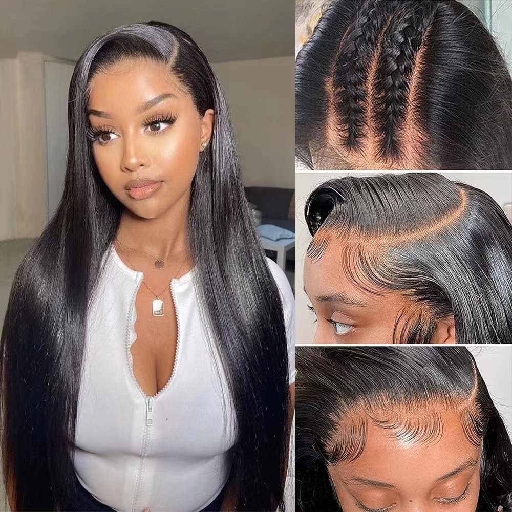 Amazon.com : AliBonnie Straight Lace Front Wigs Human Hair 20 Inch 180% ...