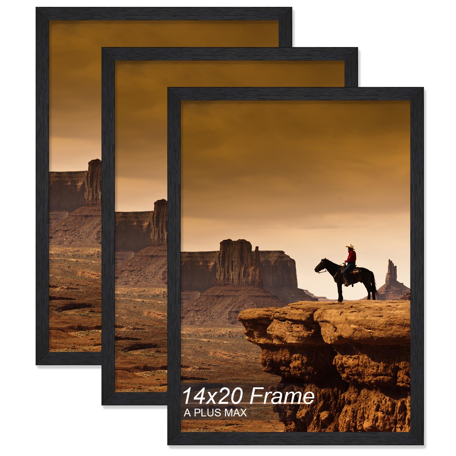 Amazon.com - A PLUS MAX 14x20 Picture Frame Set of 3, Black Engineered ...