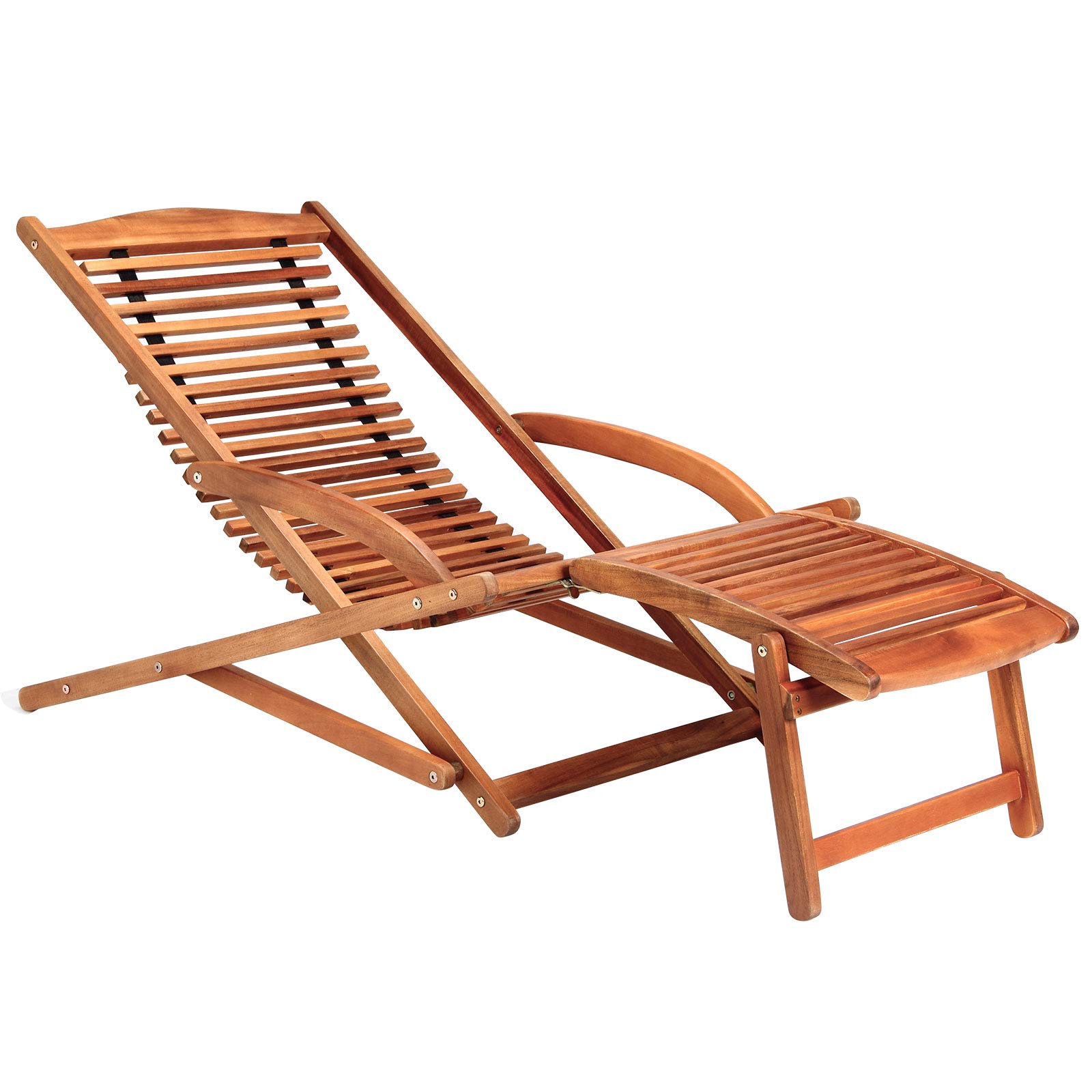 Buy CASARIA Foldable Wooden Sunlounger Acacia Wood With Pillow And ...