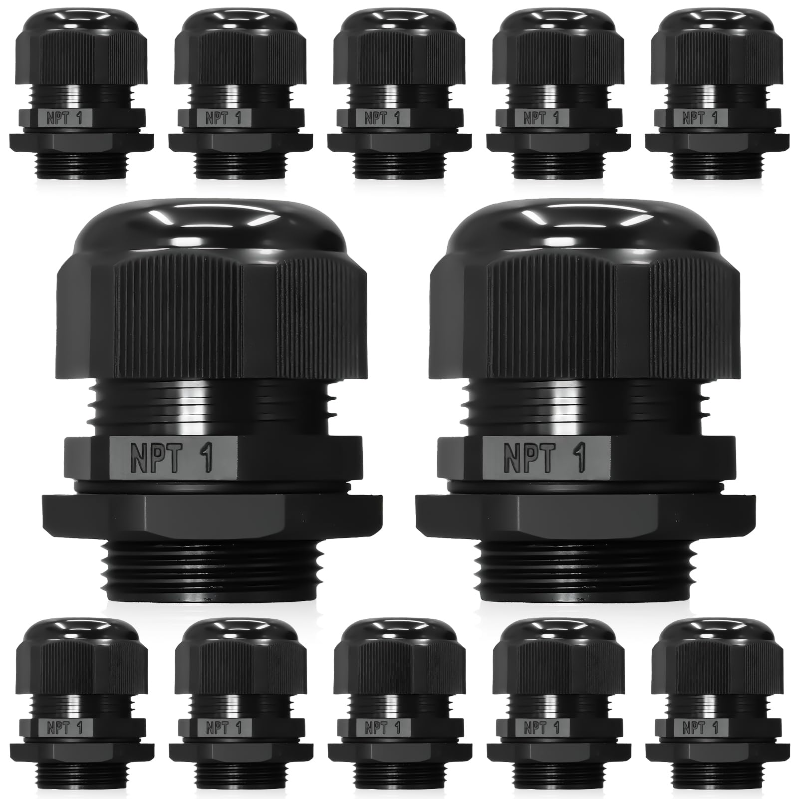 Snapklik.com : Wocloer 12 Pcs 1" NPT Black Adjustable Cable Glands ...