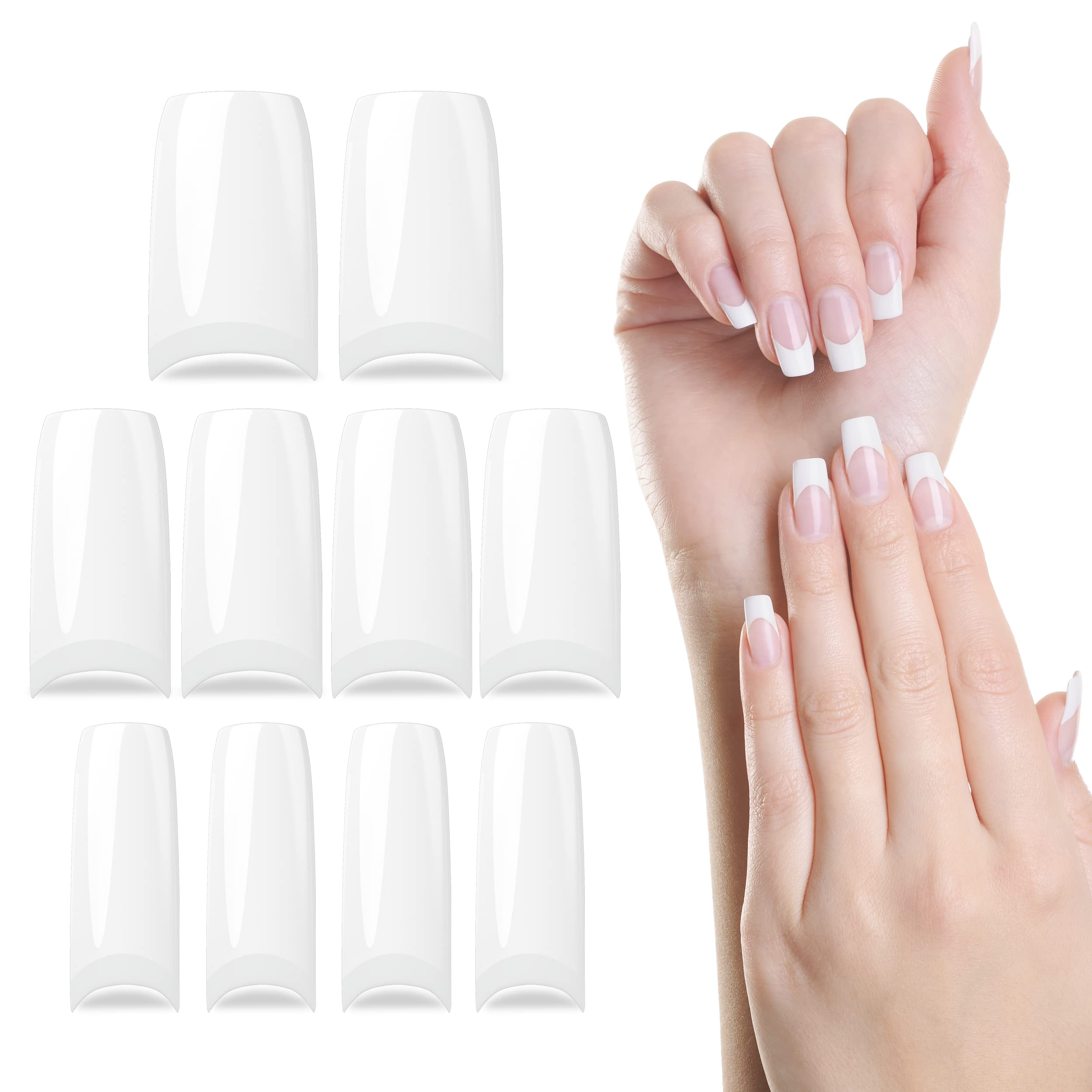 TEPSYLETSOLY 500 Nail Tips for Acrylic Extensions, 10 Sizes Acrylic ...