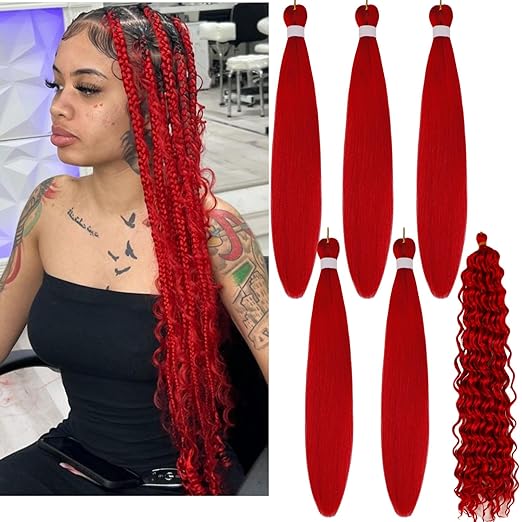 Amazon.com : Red Braiding Hair Pre stretched for Boho Braids Pre ...