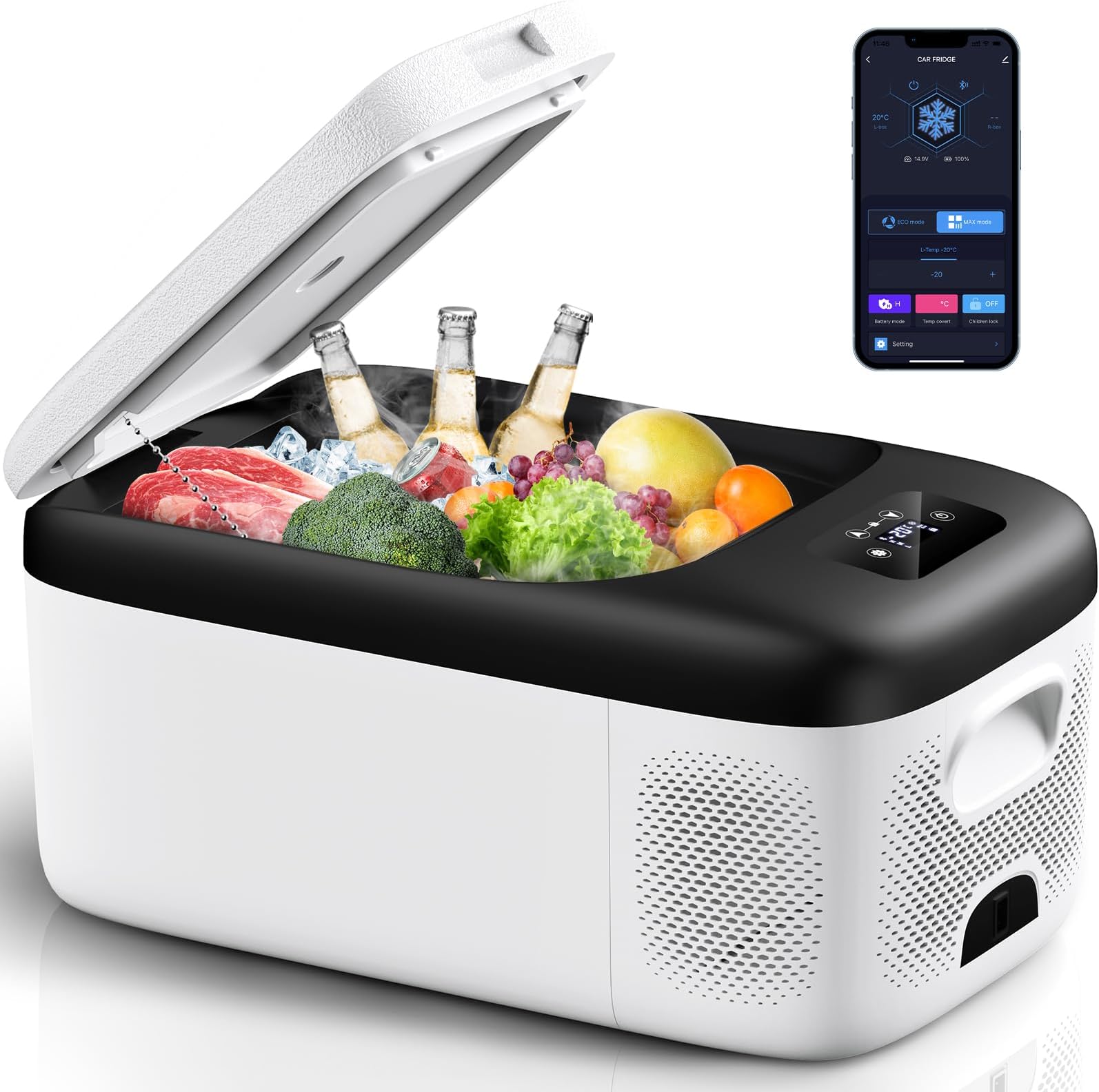 12V Car Fridge 18L, Portable Camping Mini Fridge Freezer 12V/24V, -20 ...