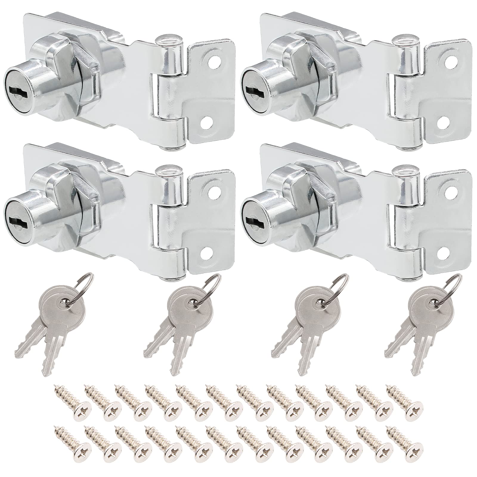 Snapklik.com : Kyuionty 4 Pcs Keyed Hasp Locks 2.5 Inch Twist Knob ...