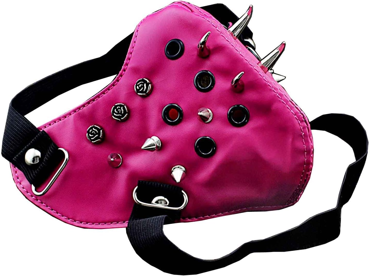 Amazon.com: Women Lady Girl Pink Leather Spike Mask Biker Rock Cosplay ...