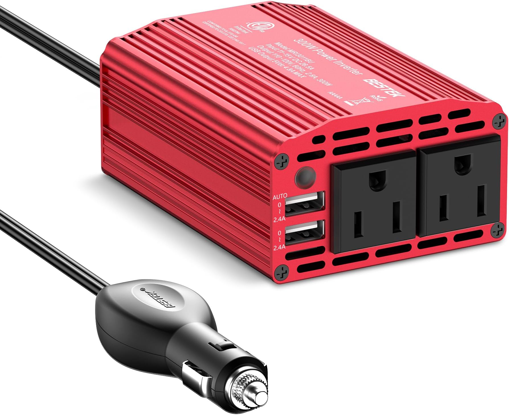 Amazon.com: BESTEK 300W Power Inverter DC 12V to 110V AC Converter, for ...