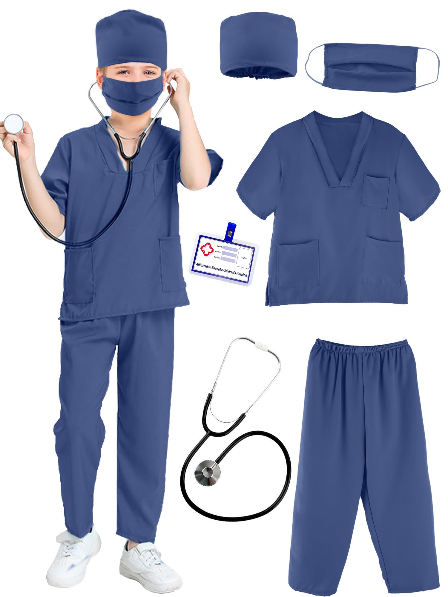 Kids Doctor Scrubs Costume Set Doctor Surgical Suit Uniform Boys ...
