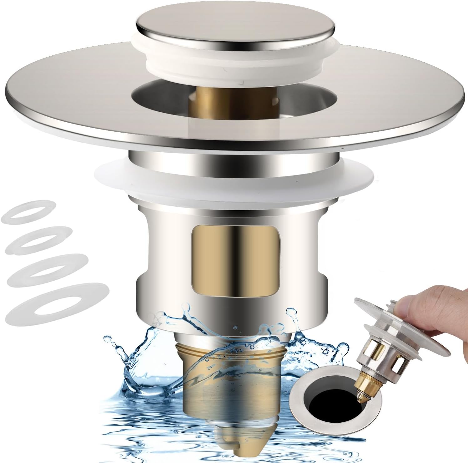 Amazon.com: iFealClear Universal Bathroom Sink Stopper, Upgraded Brass ...