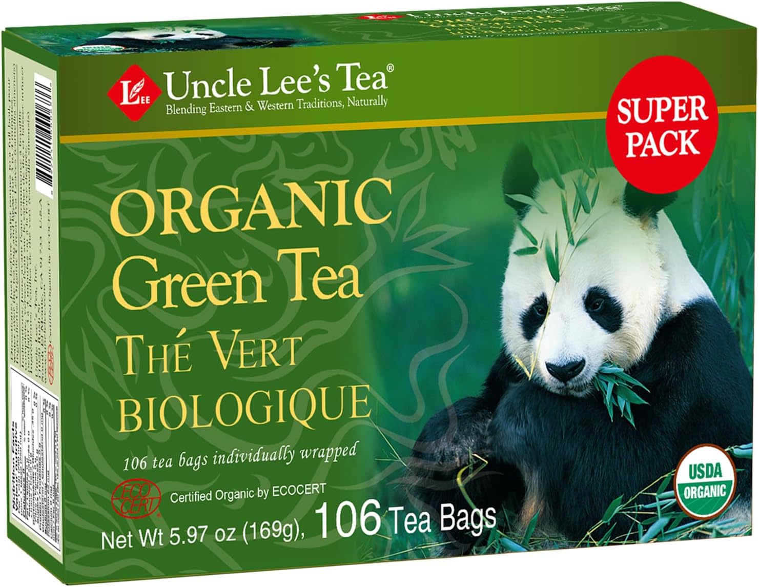 Amazon.com : Uncle Lee's Organic Green Tea Bags, 106-Count Super Pack ...