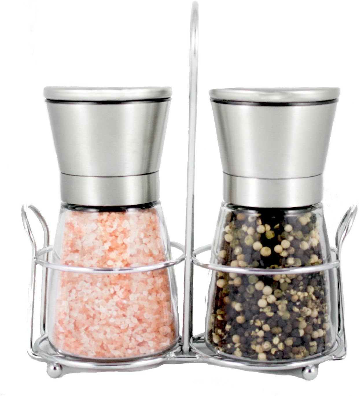 Amazon.com: Stainless Steel Salt & Pepper Grinder Set with Stand ...