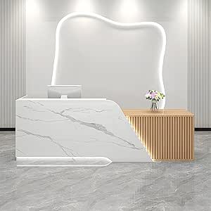Amazon.com: Modern Wooden Reception Desk with counter - Minimalist ...