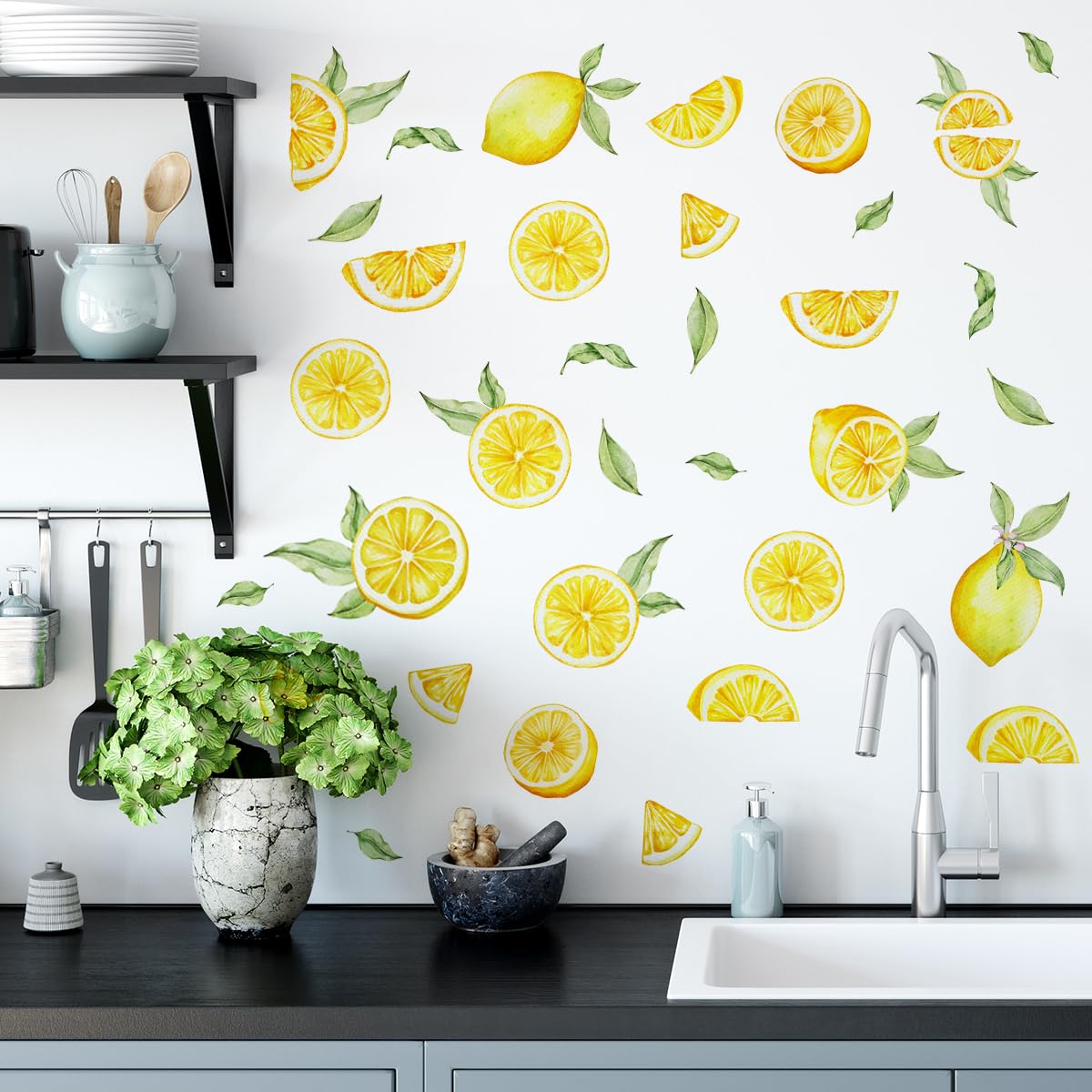 Amazon.com: Lemon Wall Decals，DIY Lemon Fruit Art Wall Stickers，Fruit ...
