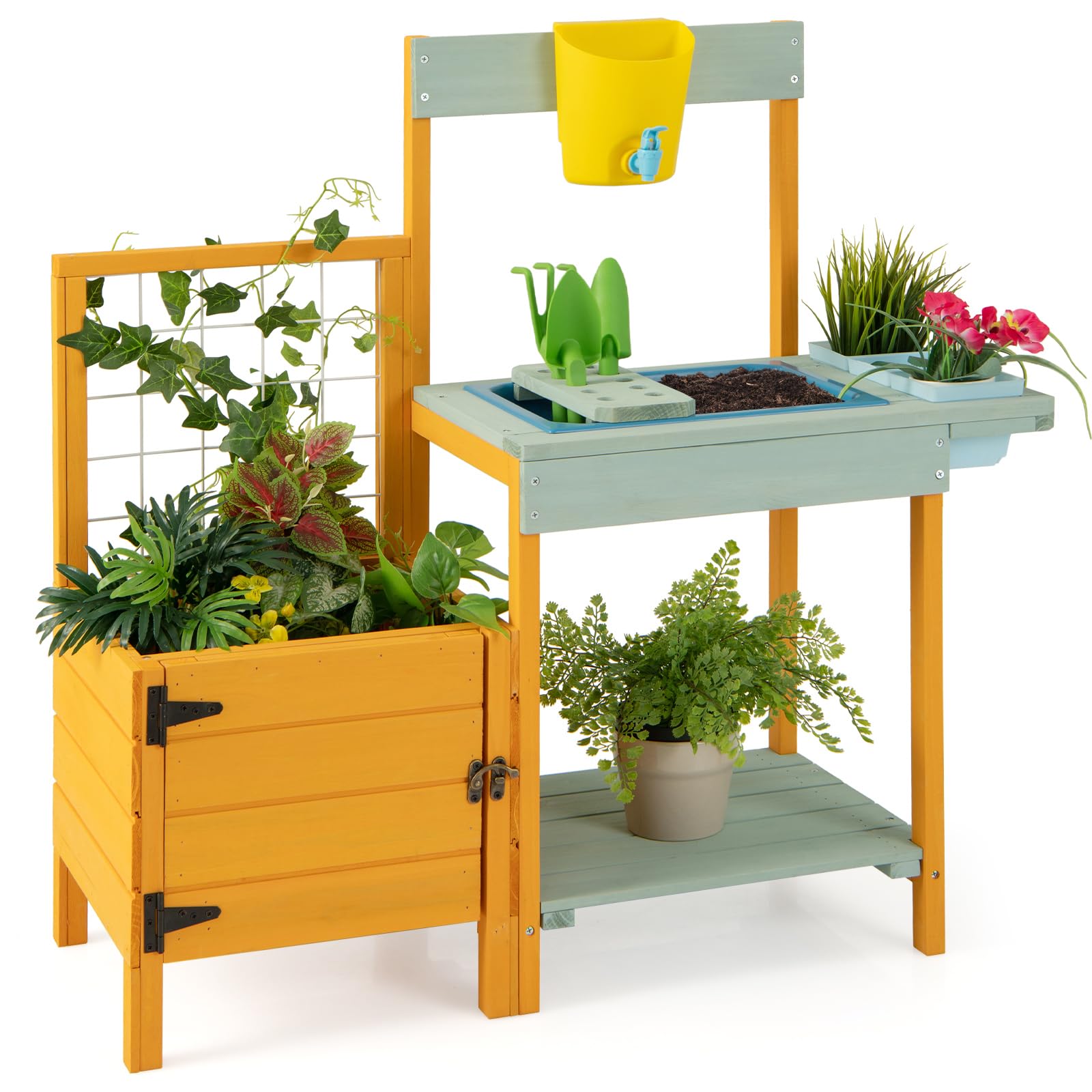 Amazon.com: HONEY JOY Kids Potting Bench Table, Fir Wood Outdoor Play ...