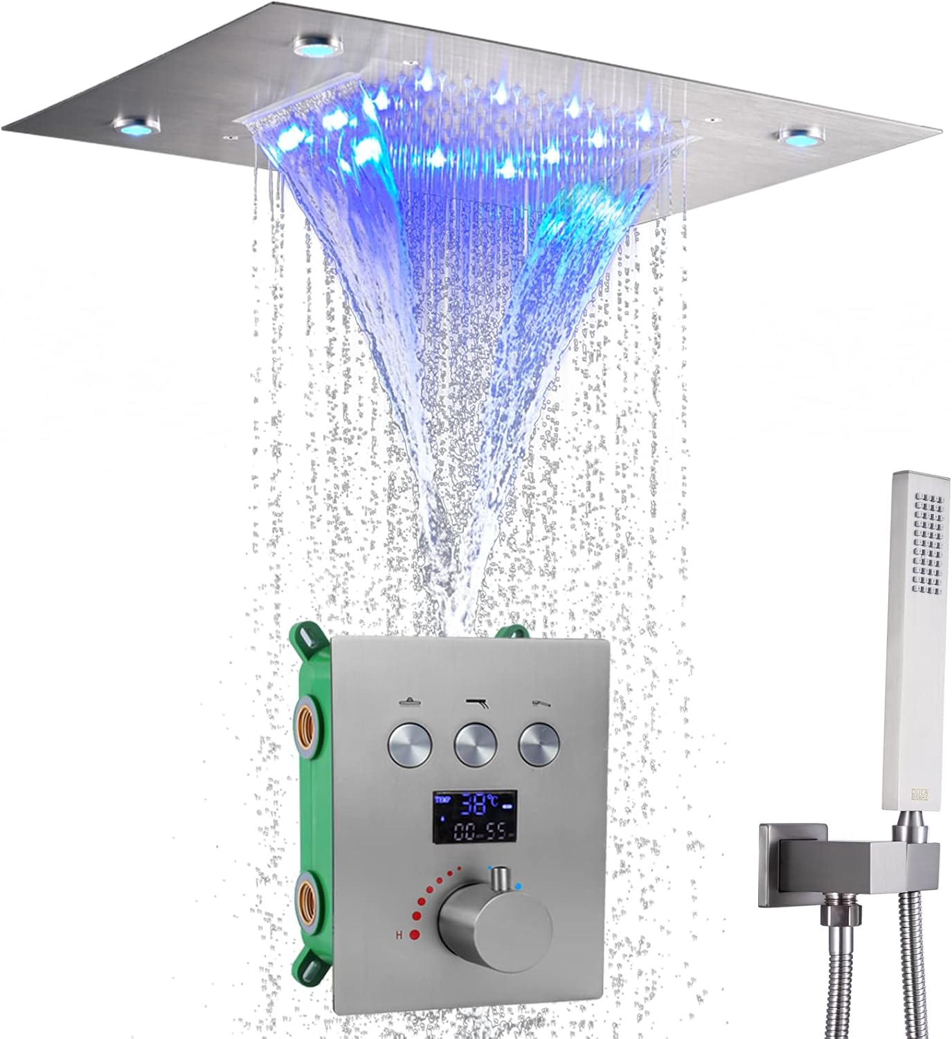 Digital Display Thermostatic Rain Shower System Set 14 X 20 Inch ...