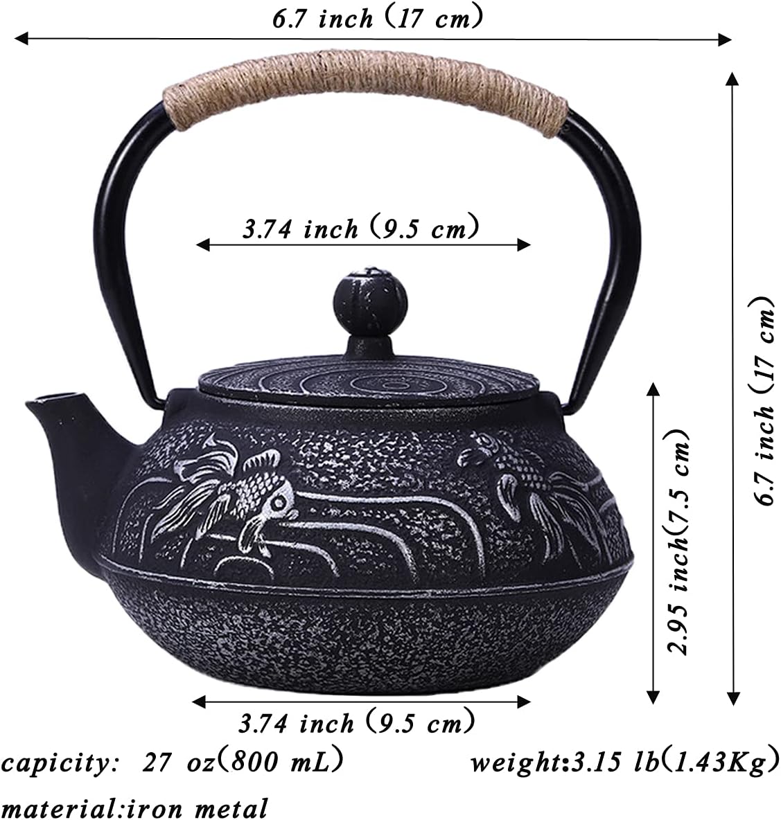 Buy tetsubin Cast iron Tea Kettle workshop Healthy japanese fish ...