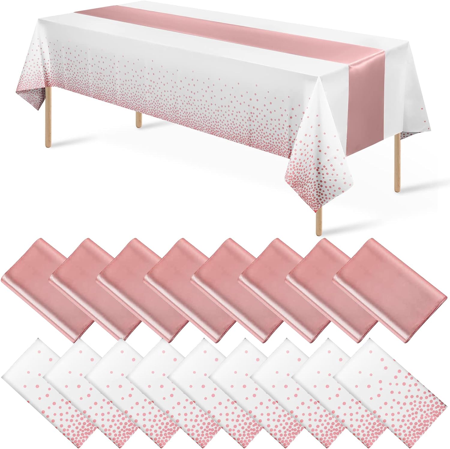 Amazon.com: Disposable Plastic Tablecloth (White and Rose Gold Dot) And ...