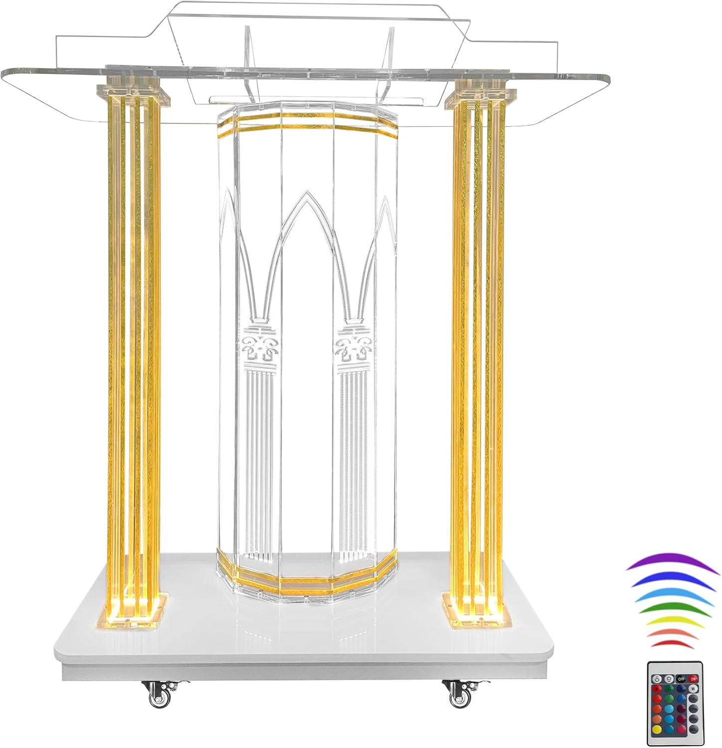 Amazon.com: 46" Large Acrylic Podium Stand with LED, LED Clear Lecterns ...