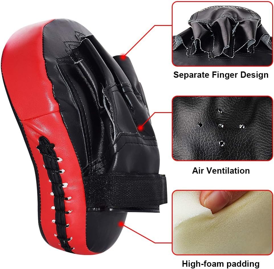 Snapklik.com : Taekwondo Kick Pad And 2 Curved Punching Mitts,PU Muay ...