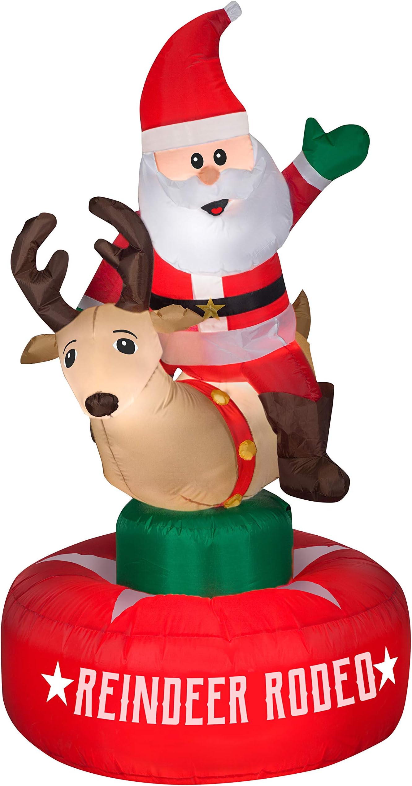 Amazon.com: Gemmy 6.5' Animated Airblown Inflatable Santa & Reindeer ...