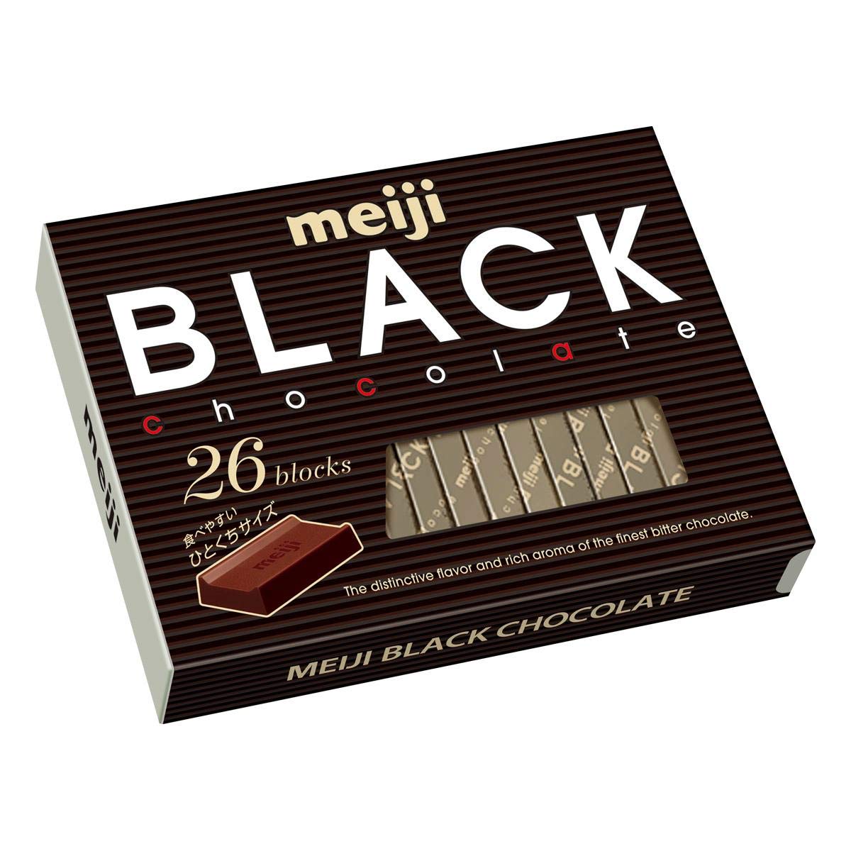 Amazon.com : meiji BLACK chocolate 26 blocks mild bitter black Dagashi ...