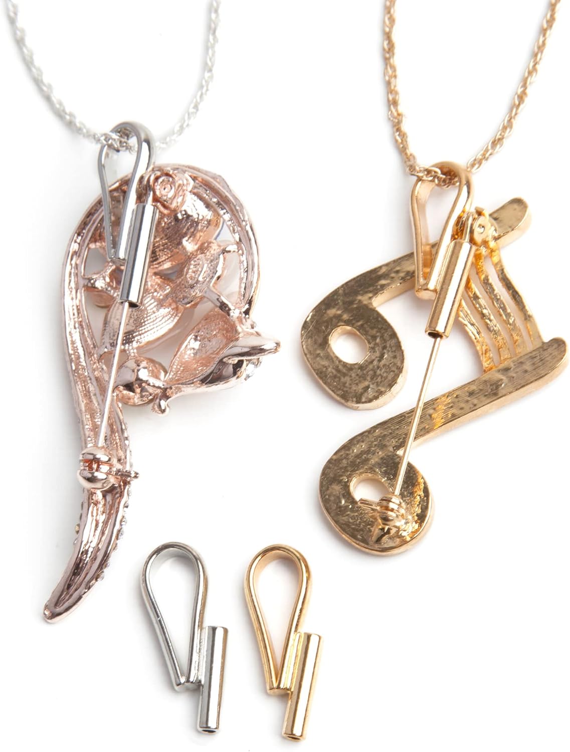 Amazon.com: E'ARRS Pin to Pendant Converters | Gold and Silver Vertical ...