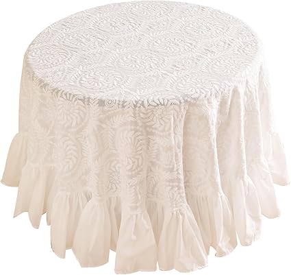 Amazon.com: patdrea Vintage Ruffle Tablecloth for Round Tables ...