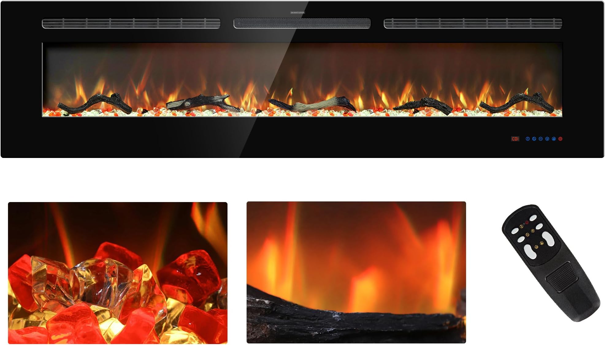 Amazon.com: Real Flame 65" Wall- Mount or Recessed Electric Fireplace ...