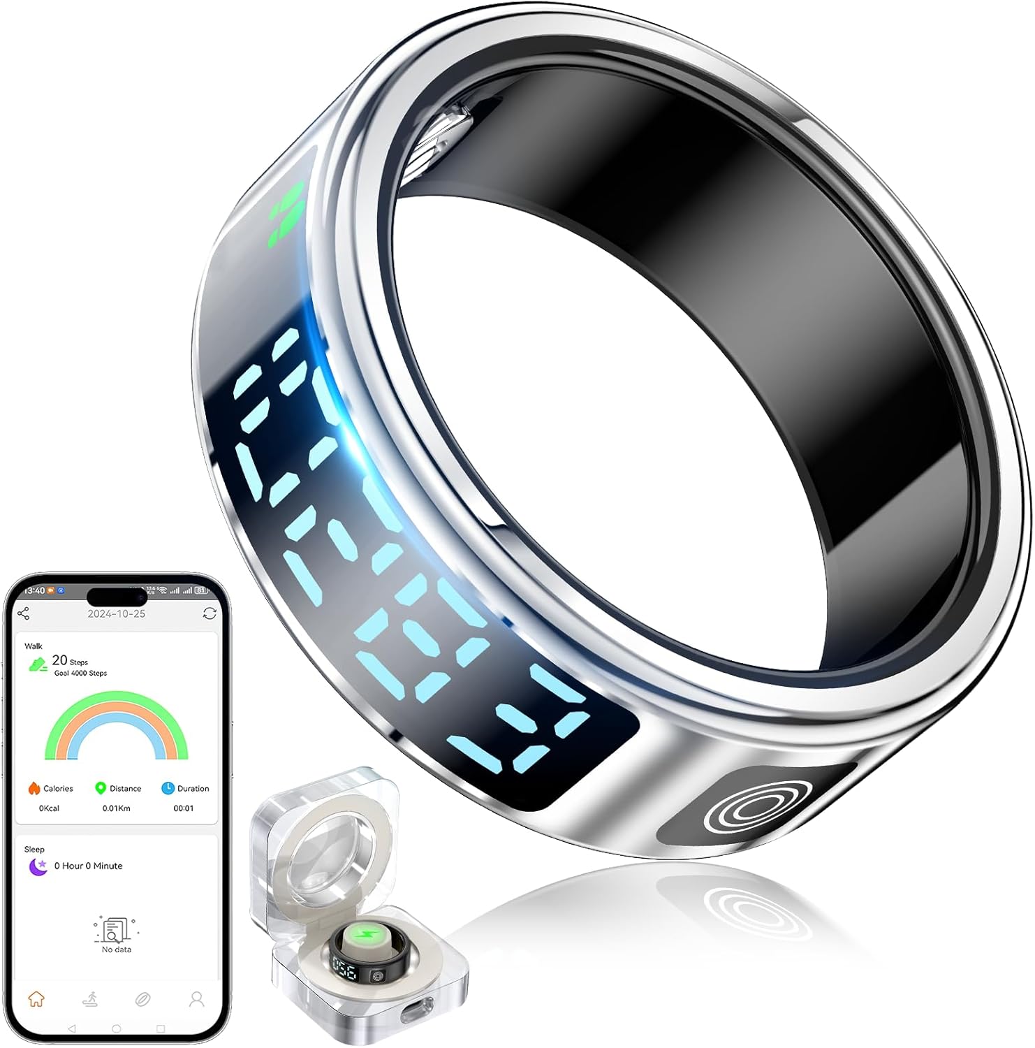 Amazon.com: AKIKI Smart Rings for Women Men, Fitness Tracker Ring with ...