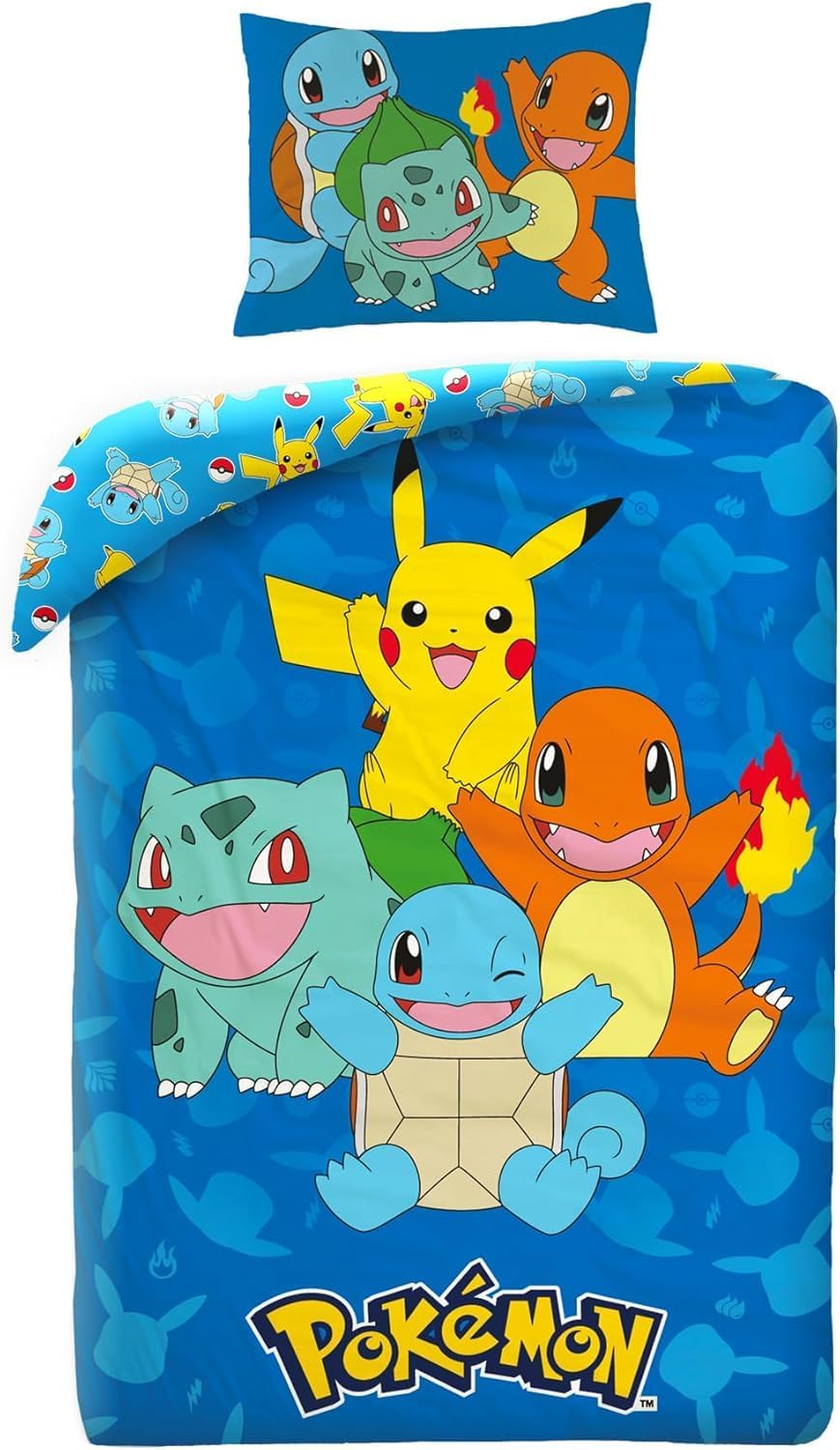 Pokemon Bettwäsche 135x200 80x80 Kissenbezug Pokeball [Wendemotiv-2 ...