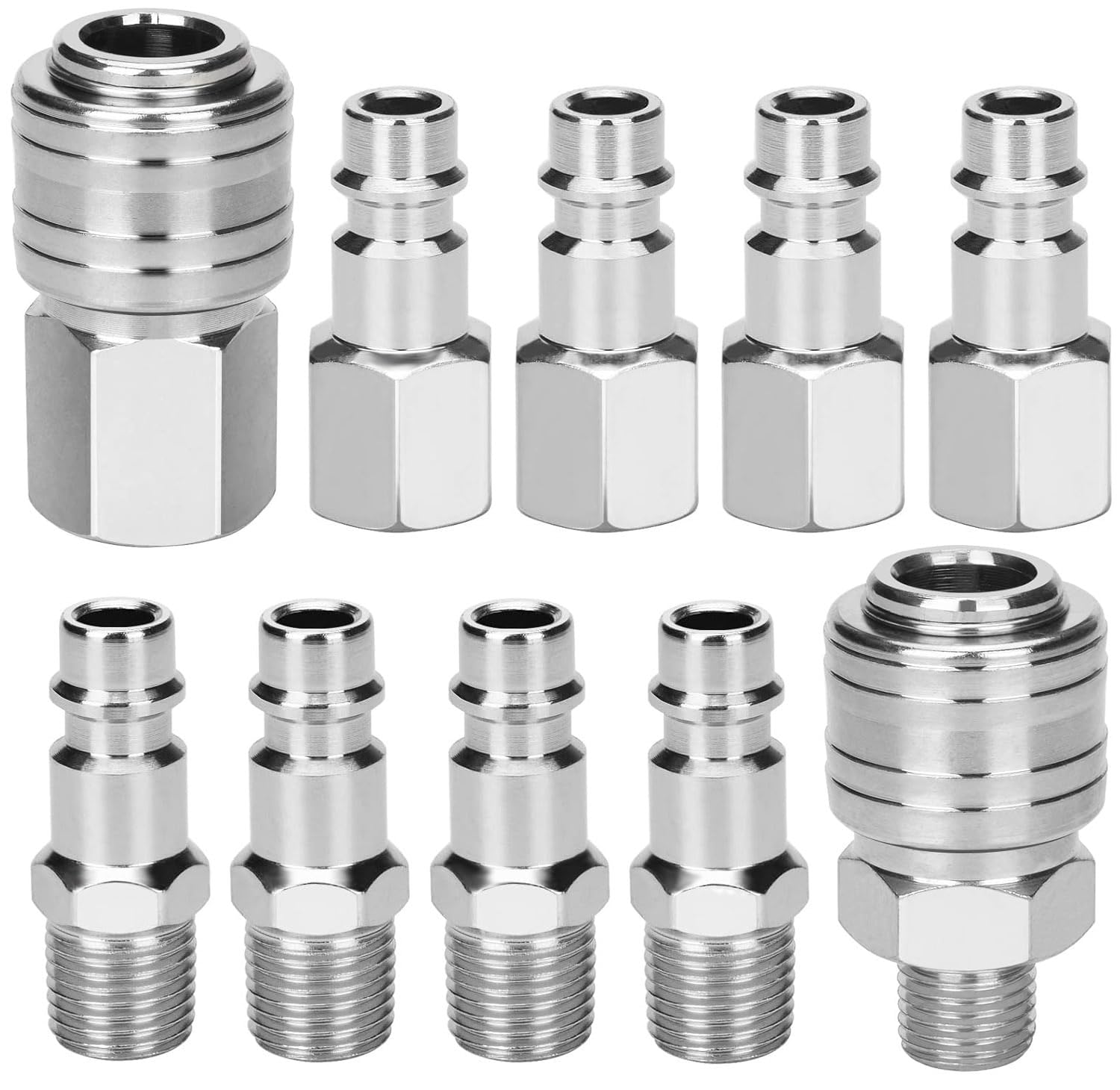 10 PCS Air Line Connectors,Euro Airline Hose Compressor Fittings,1/4 ...