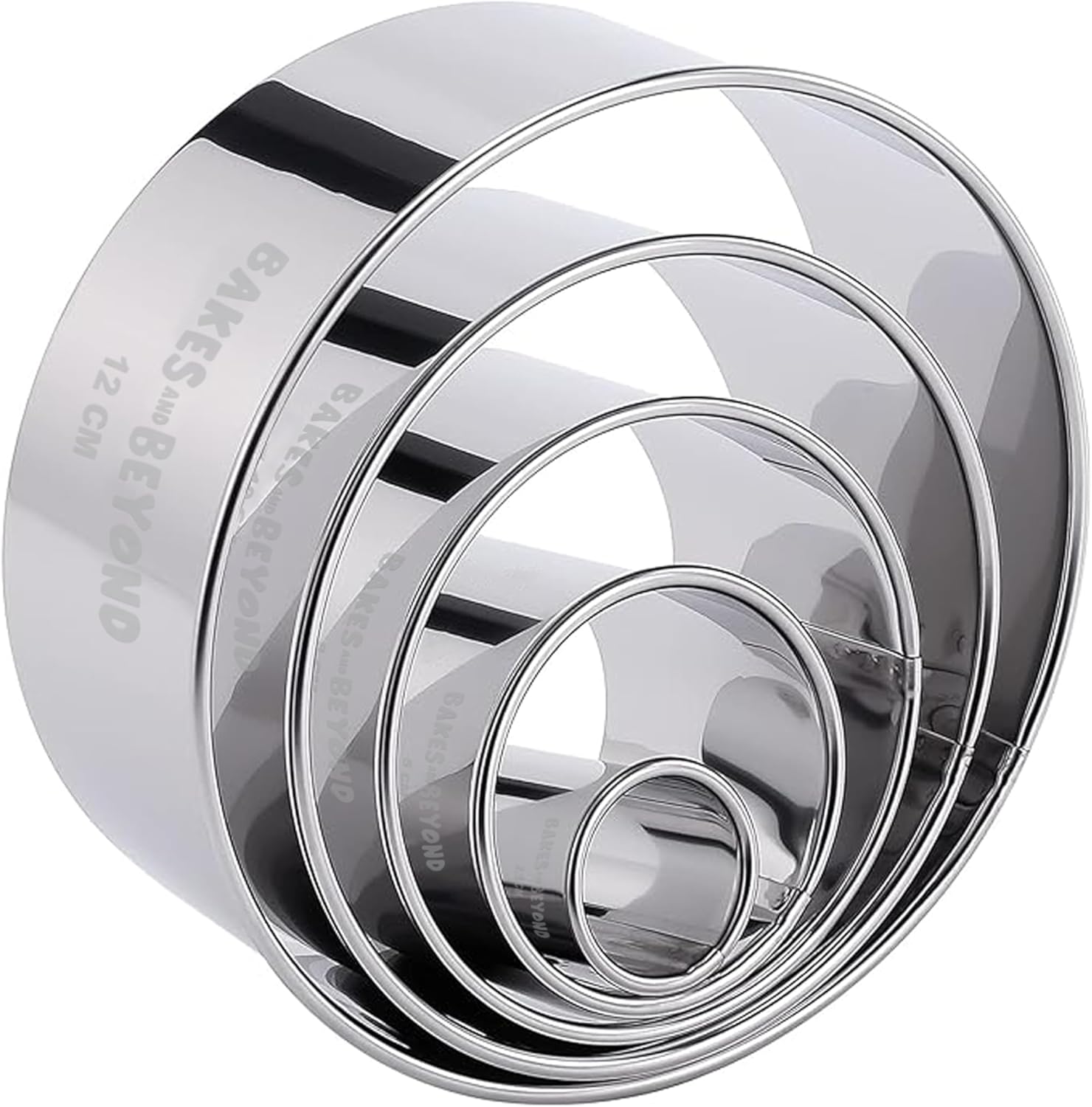 BakesAndBeyond 5 Pcs Round Cookie Cutters Set, Stainless Steel Round ...