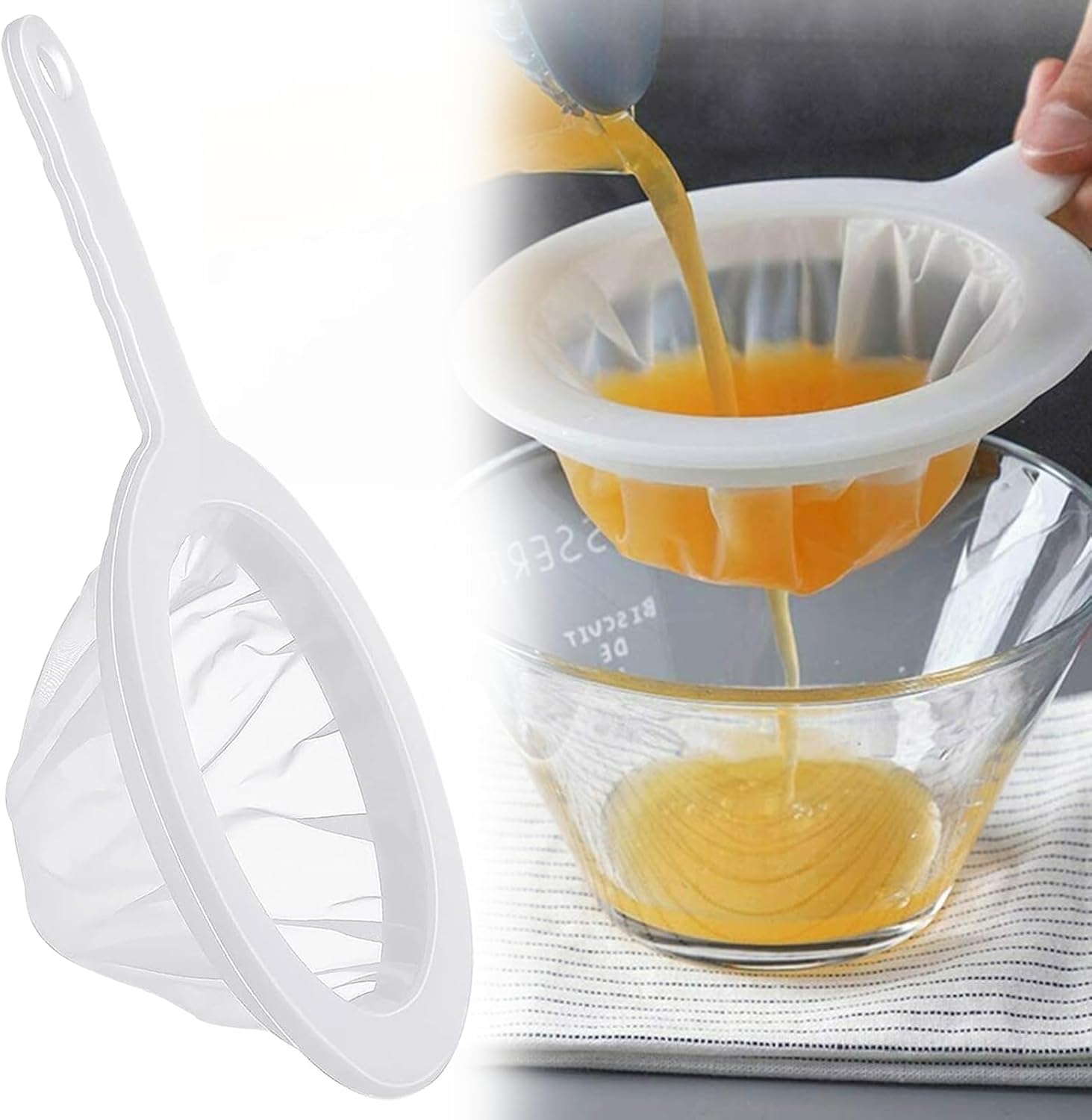 1Pcs 400 Mesh Fine Mesh Strainer Hanging Plastic Sieve for Kitchen ...
