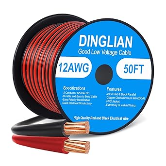 DINGLIAN 12 Gauge Wire 50FT, 12 AWG 2 Pin 2 Color Red and Black Cable ...