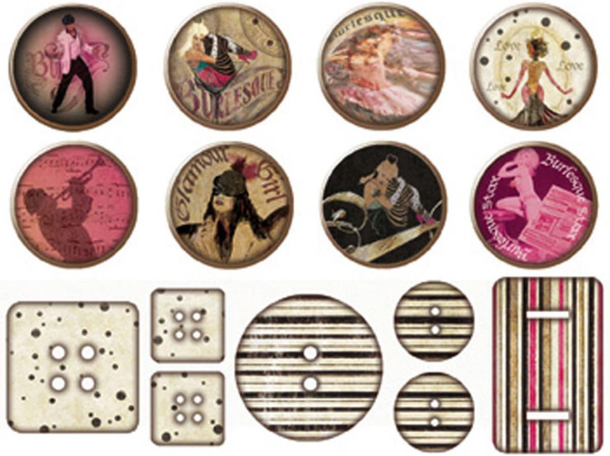 Amazon.com: Burlesque Resin Round Stickers - FabScraps : Arts, Crafts ...
