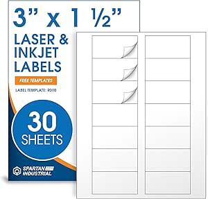Spartan Industrial Printable Laser and Inkjet Labels - 3" X 1.5" White ...