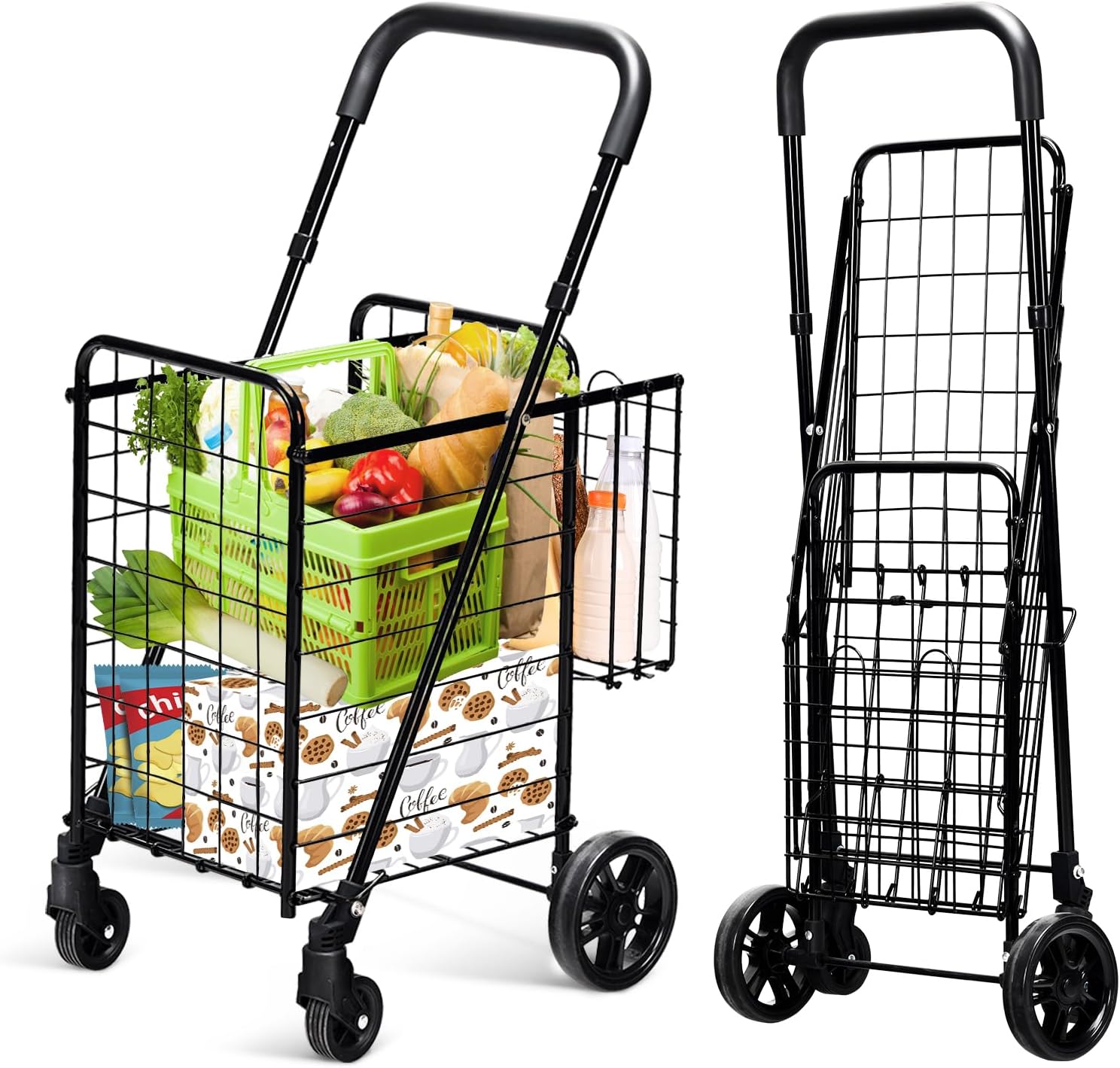 Amazon.com: supenice Grocery Utility Shopping Cart - Deluxe Utility ...
