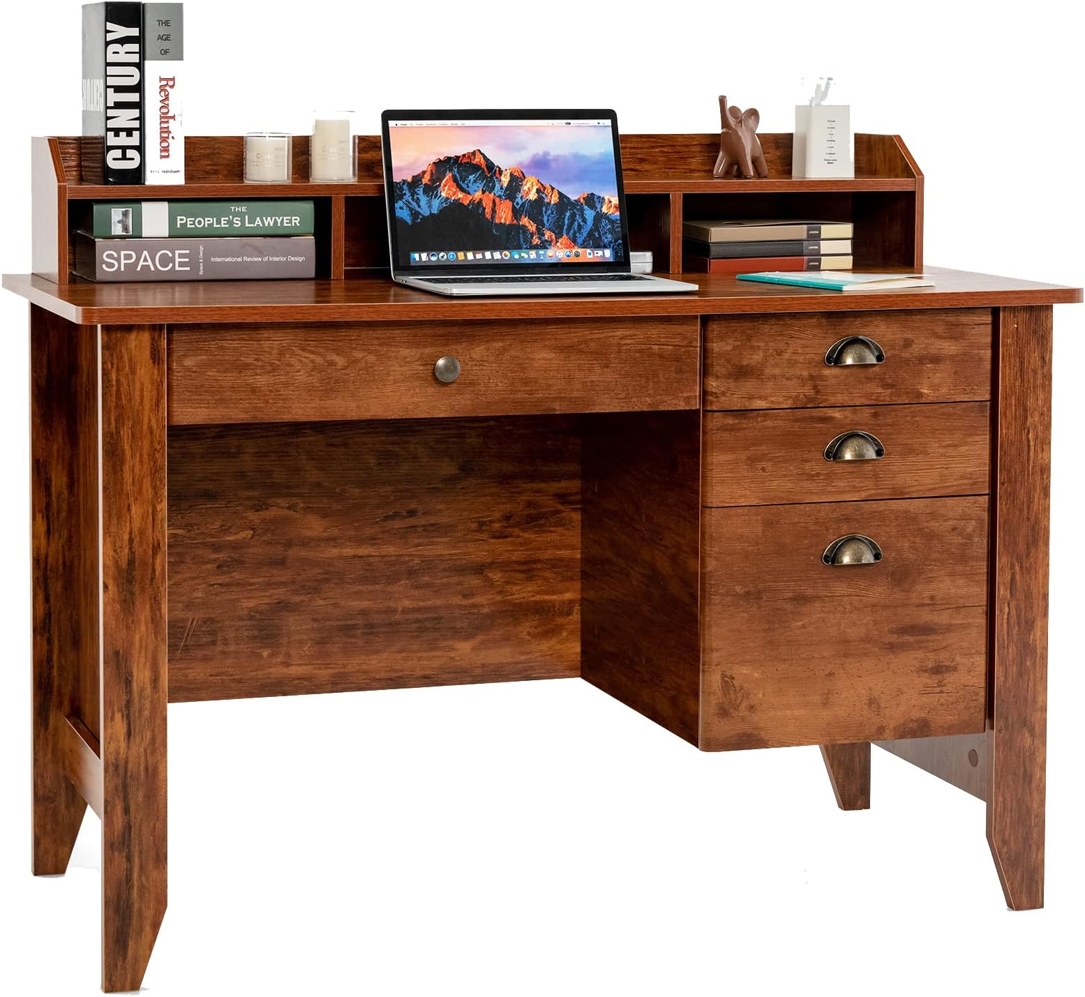 Amazon.com: Roll Top Desk Solid Oak Wood - 54 Inch Deluxe Executive ...