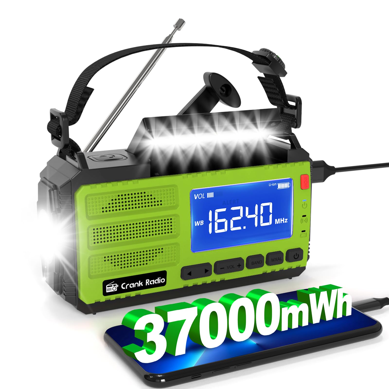 Amazon.com: Emergency Weather Radio, Solar Hand Crank Radio AM/FM NOAA ...