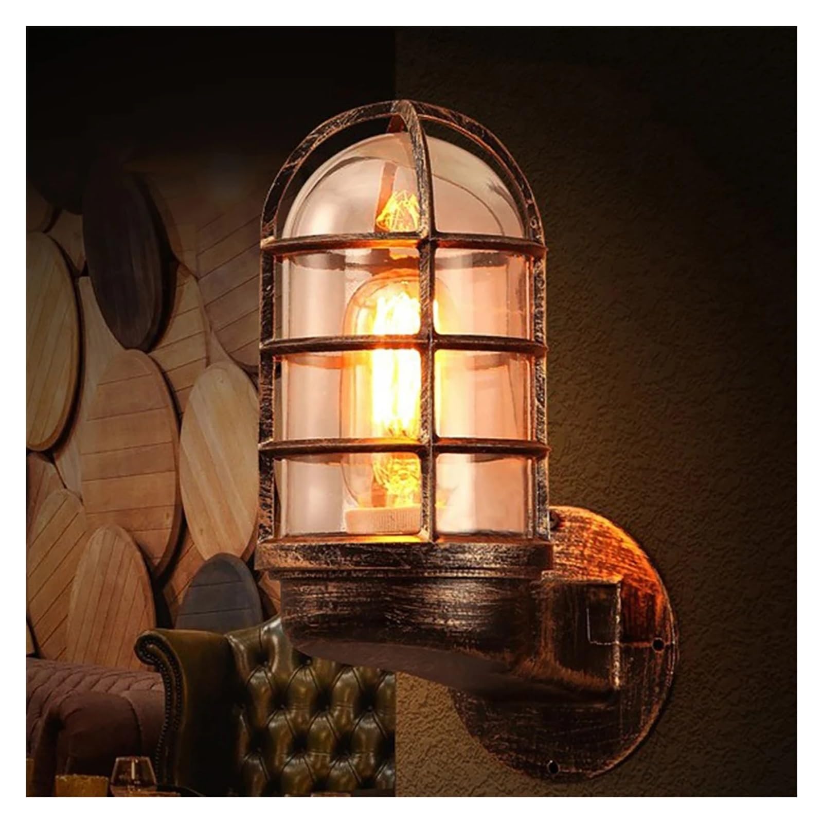 Horizontal Industrial Cage Wall Light