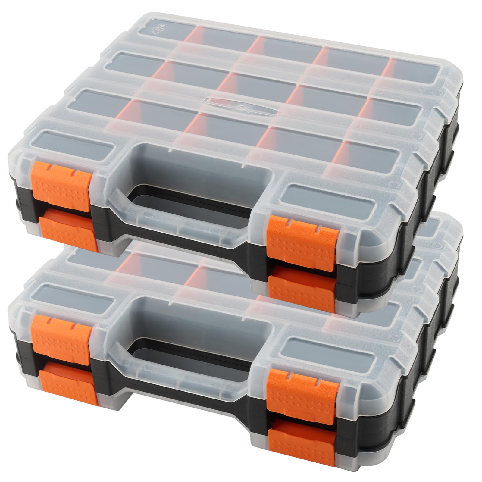 DAKFOOK 2 Pack Screw Box Organiser, 32 x 27 x 8 cm Double Side Tool ...