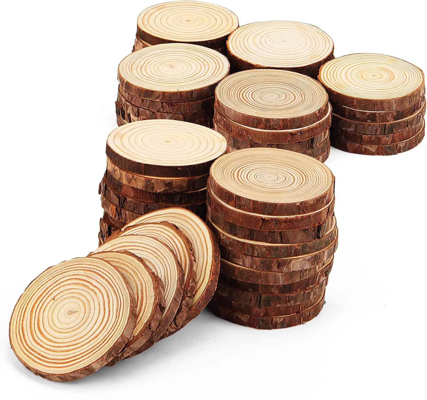 Amazon.com: LEXININ 50 PCS Natural Wood Slices, 3.5-3.9 Inch Unfinished ...