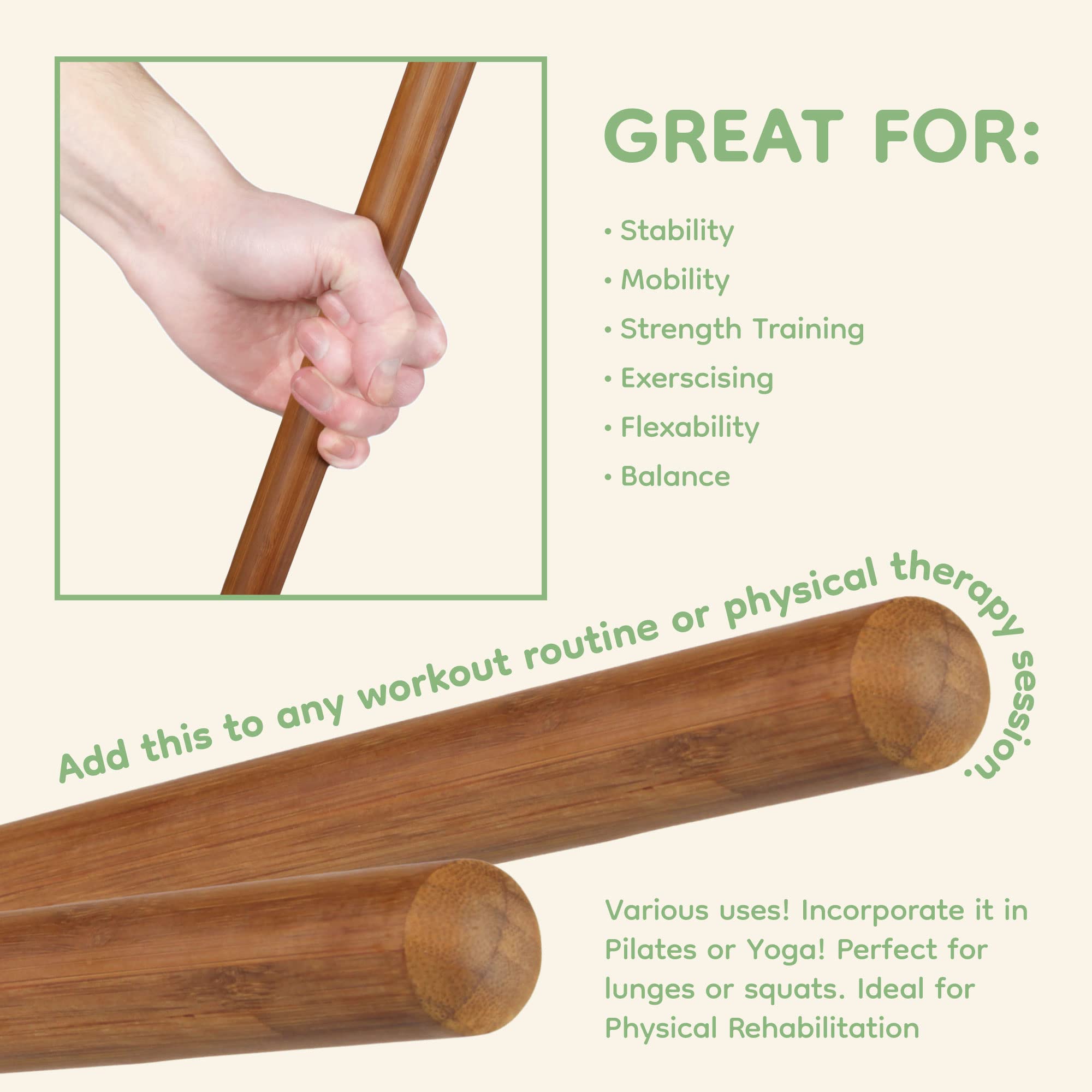 Snapklik.com : BambooMN Bamboo Stick For Fitness, Yoga, Physical ...