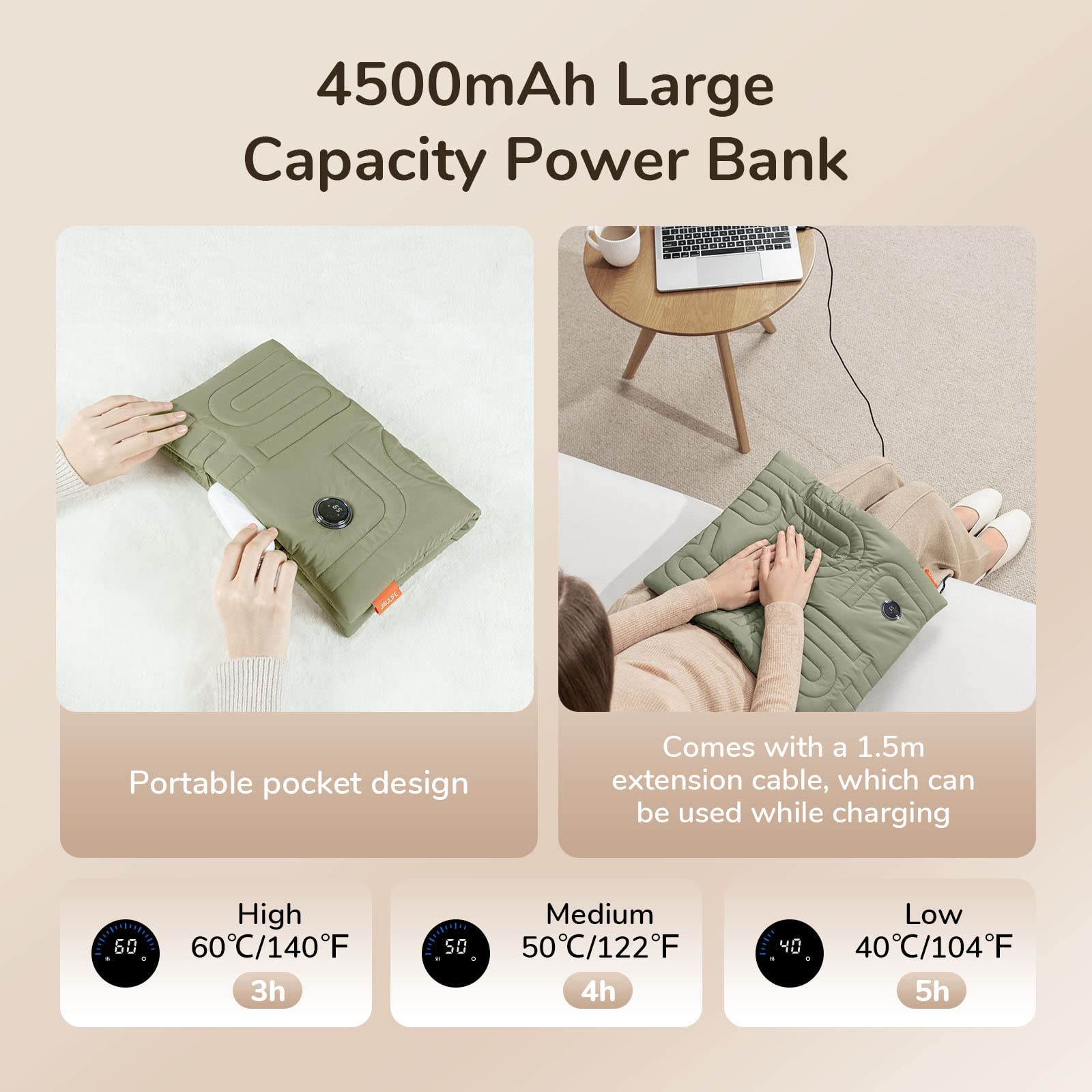 JISULIFE Hand Warmer Pouch, Fast Heated Hand Muff, Portable Hand ...