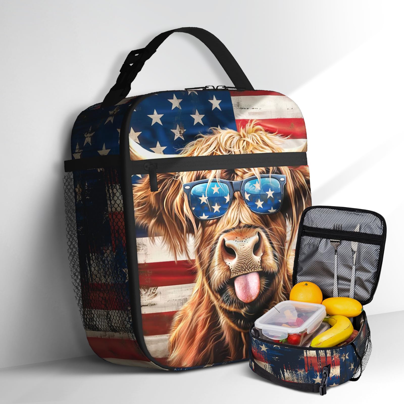 Amazon.com: Highland Cow Lunch Box for Kids American Flag Insulated ...