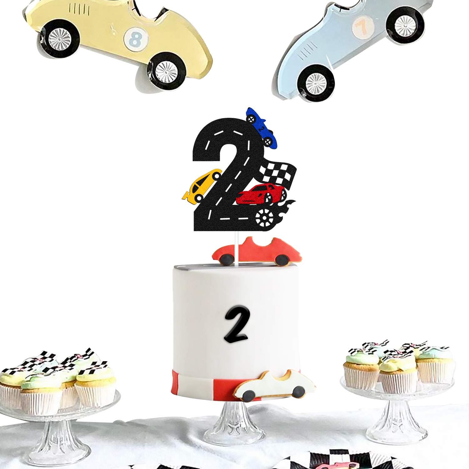 Two Fast Cake Topper 2nd Race Car Driver Checkered Racing | Desertcart ...
