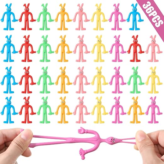 Amazon.com: Shappy 36 Pcs Easter Gifts for Kids Bendable Bunny Rubber ...