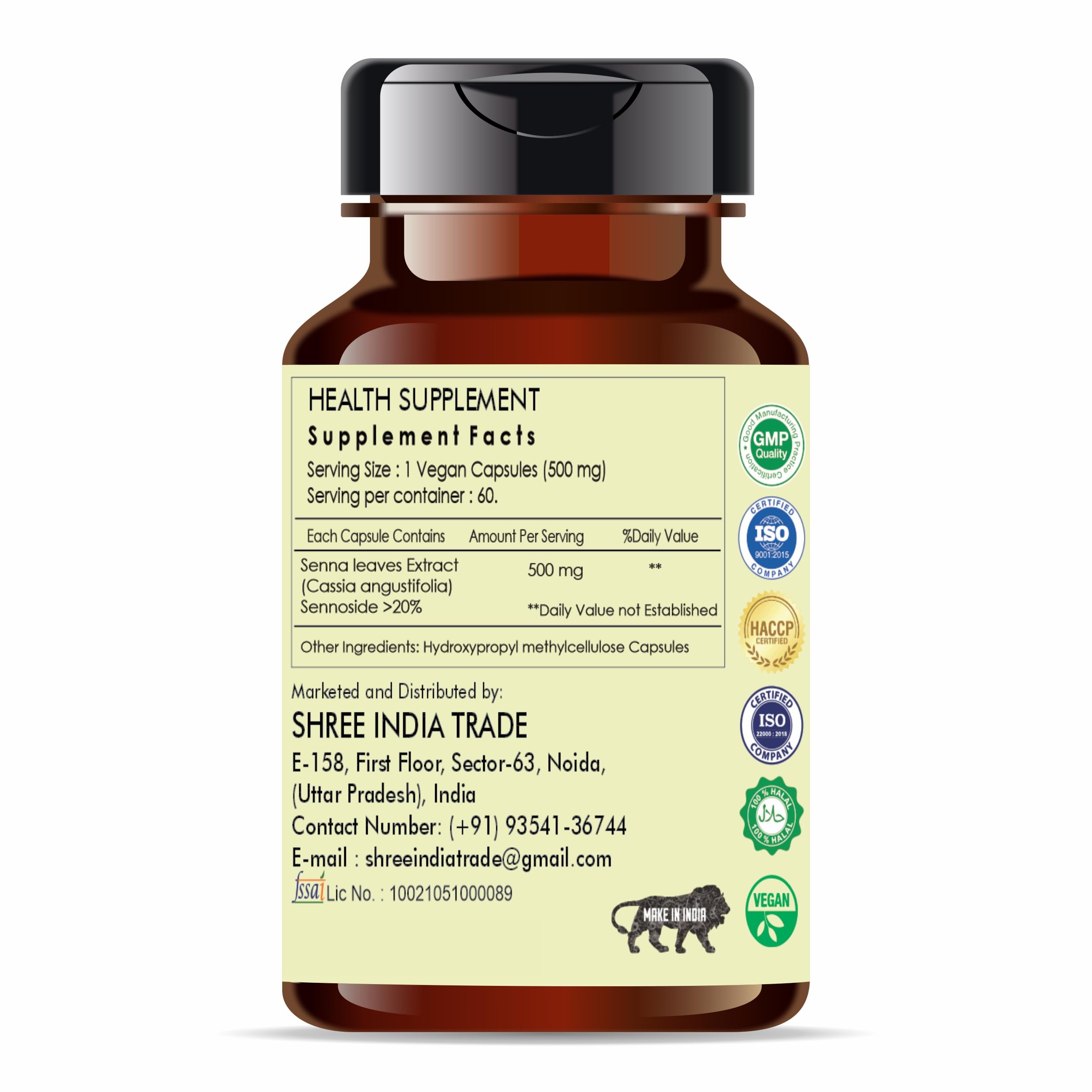 Snapklik.com : Senna Extract 500mg - 60 Vegetarian Capsules Cassia ...
